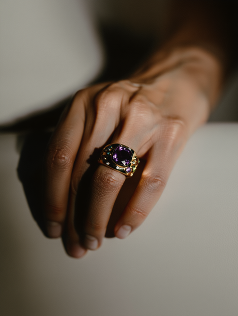 SOVEREIGN Amethyst Ring | 3.69ct Cushion Cut | Adore Adorn
